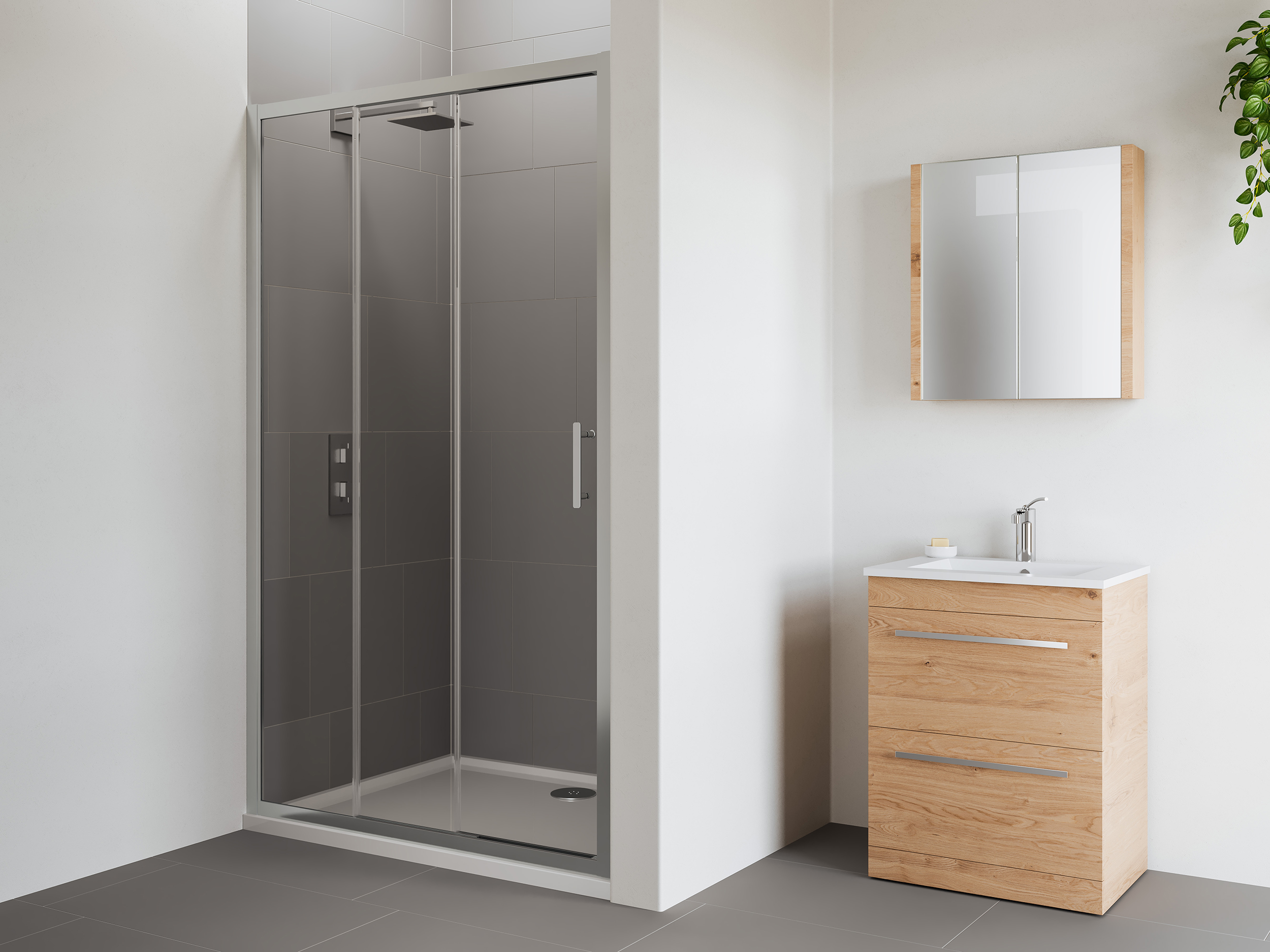 Flair Verve 3 Panel 1200mm Silver Slider Verve