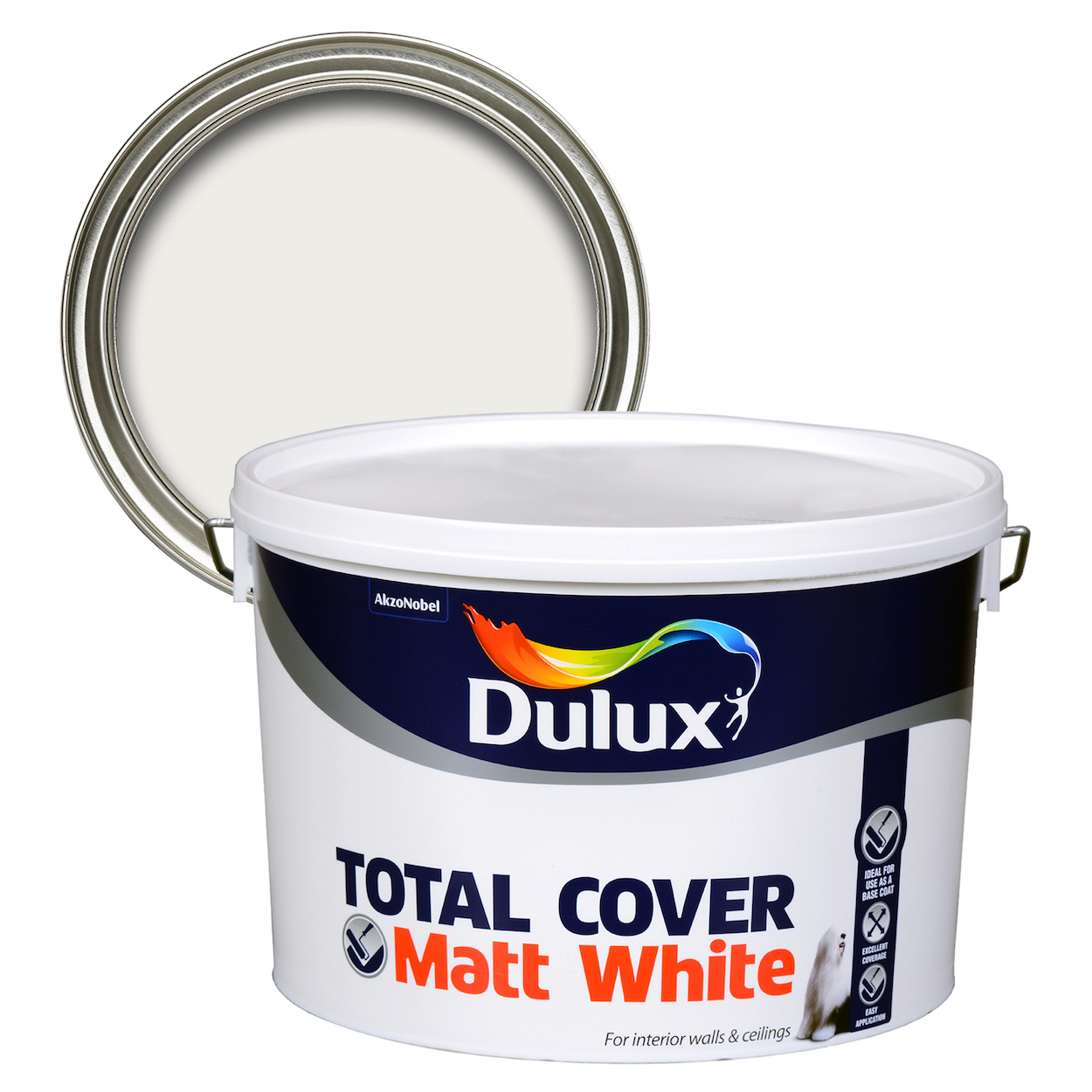 Dulux Total Cover Pure Brilliant Paint - Matt White - 10L