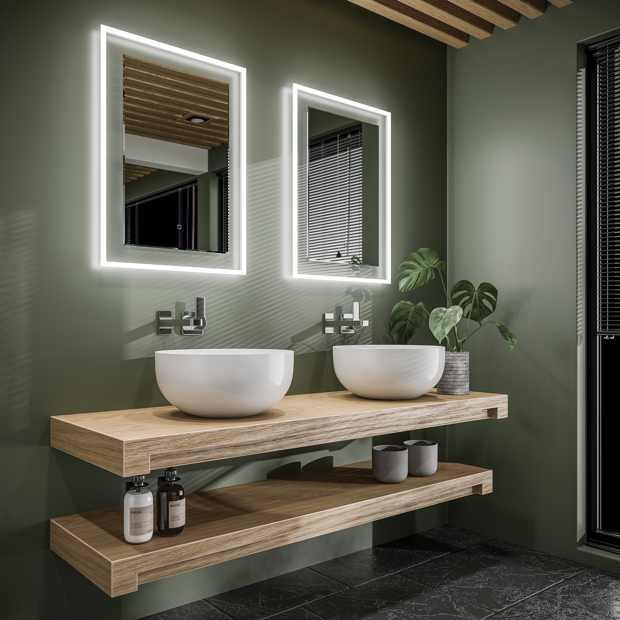 Element 50 LED Ambient Mirror Inc Demister H70 x W50cm