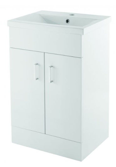 500 x 400 Plazza Vanity Unit White comes with Aztec Basin Mixer & Waste