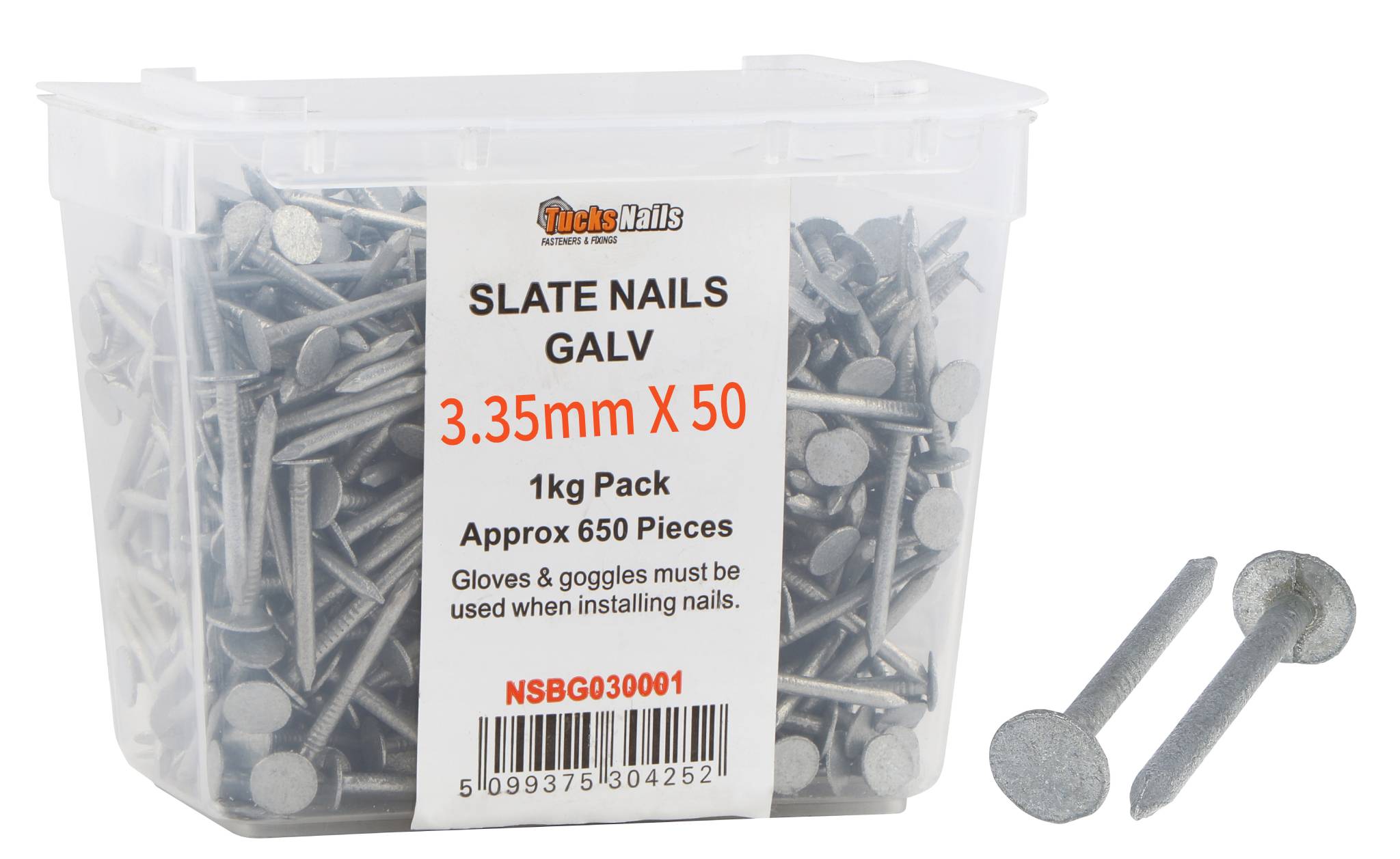 Slate Nails Galv 50mm x 3.35 x 1kg Tub