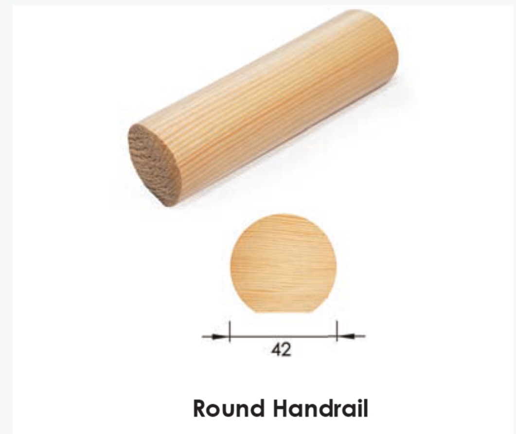 Red Deal Round Handrail 4.2m x 42mm