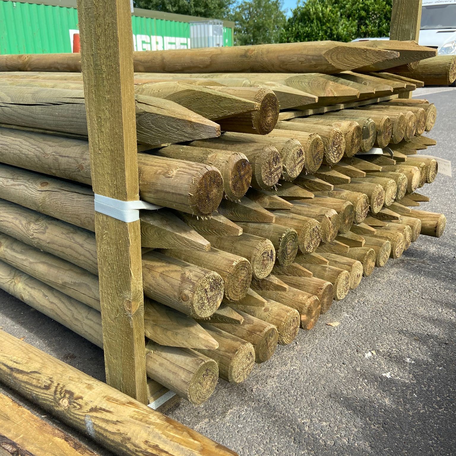 Machine Round Spiked Treated Fence Post - 75mm X 1800mm